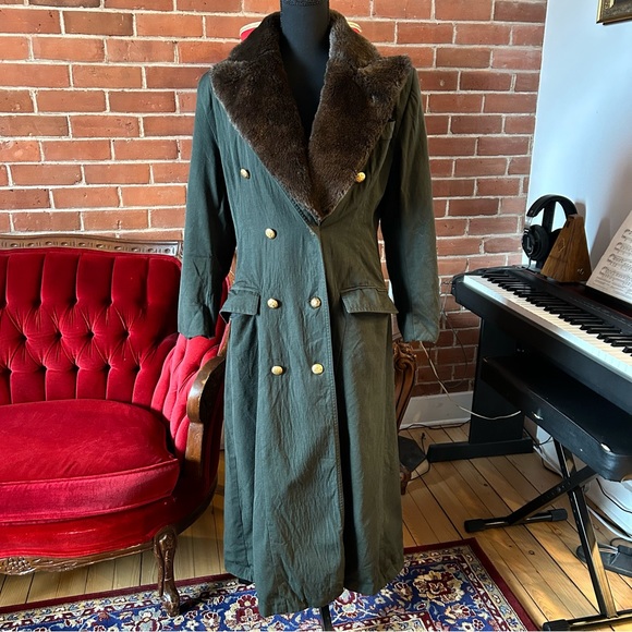 Vintage | Jackets & Coats | Vintage Military Style Coat With Faux Fur ...